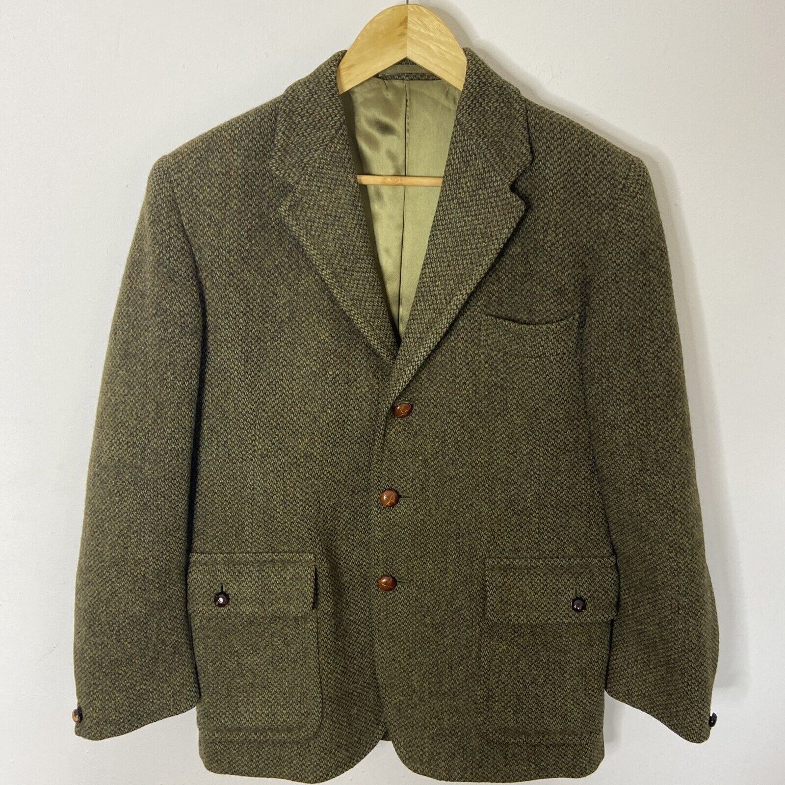 Harris Tweed Vintage Harris Tweed 38 Heavy Tweed Green Wool Blazer ...