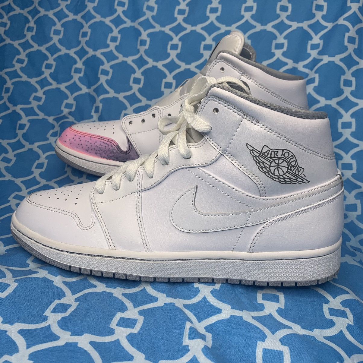 Jordan Brand × Nike Nike Air Jordan 1 Mid White Wolf Grey triple | Grailed