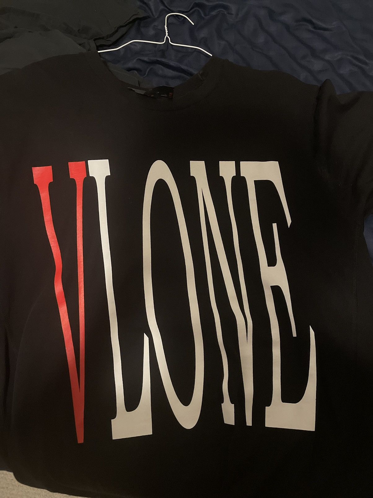 Vlone Black Vlone Tee with red V on back | Grailed