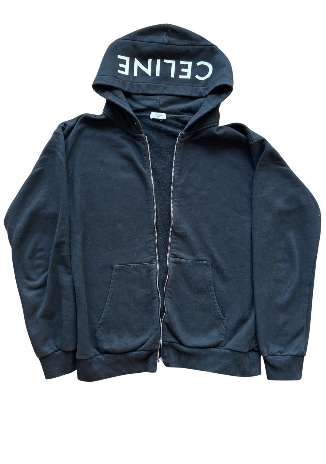 Celine Celine Hooded Logo Hoodie Zip Up | Grailed