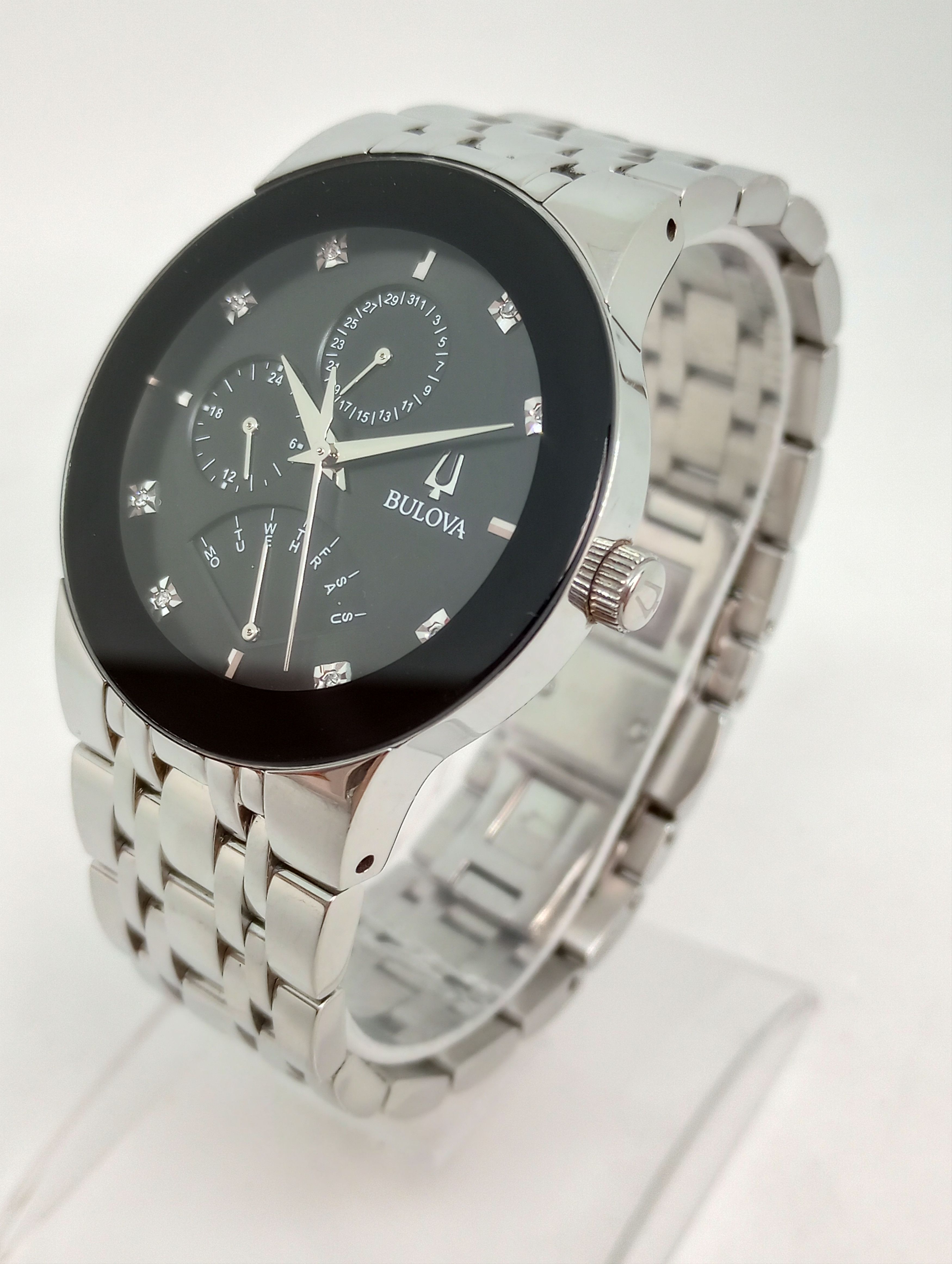 Bulova Bulova 96D148 Men's 40mm S/Steel Retrograde Diamond Watch | Grailed
