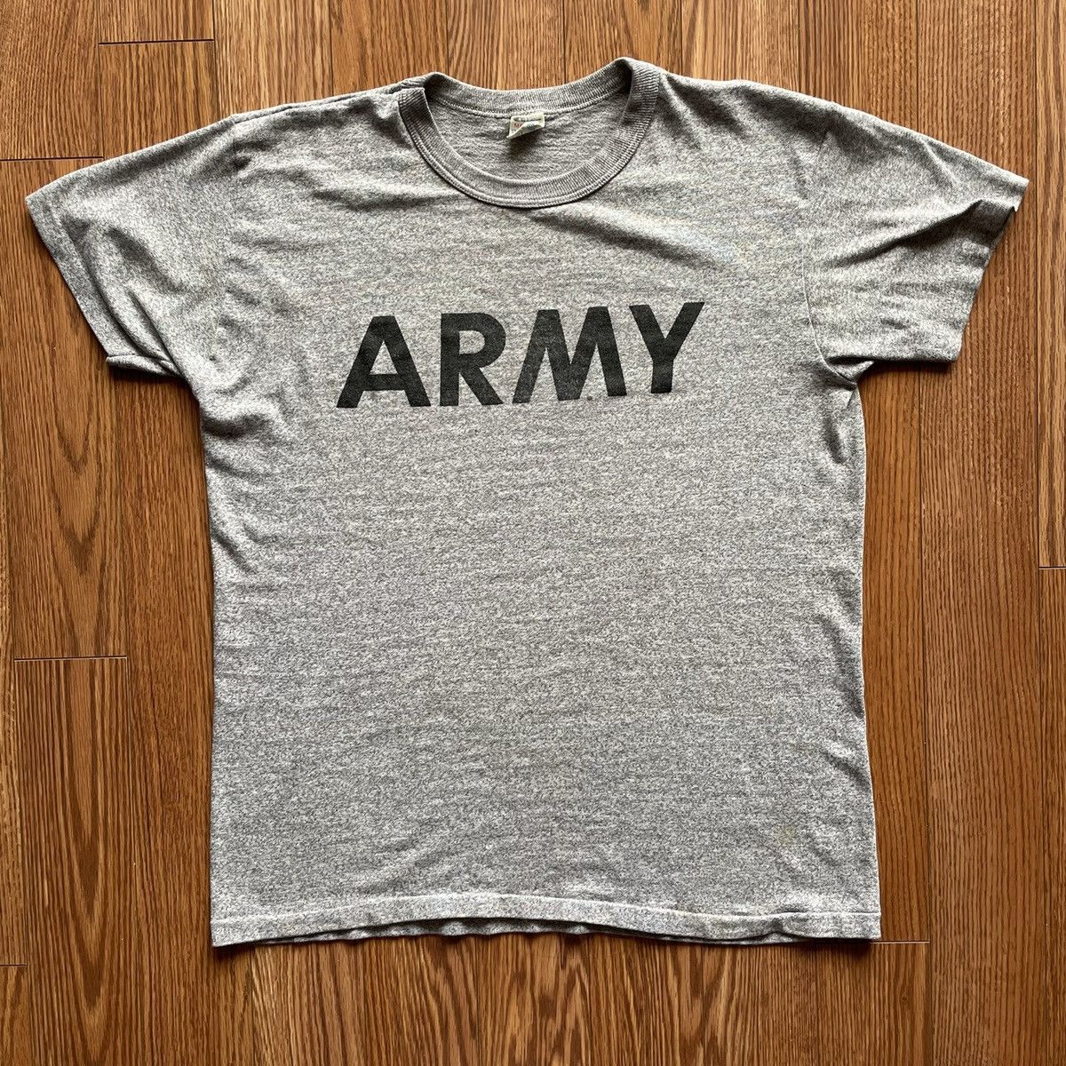 Vintage 1980s Army Heather Grey Single Stitch Tee Shirt | Grailed
