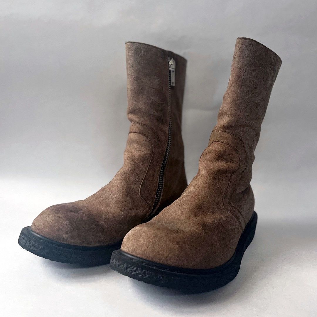 Rick Owens SS10 “RELEASE” Reverse Leather Creeper Boots | Grailed
