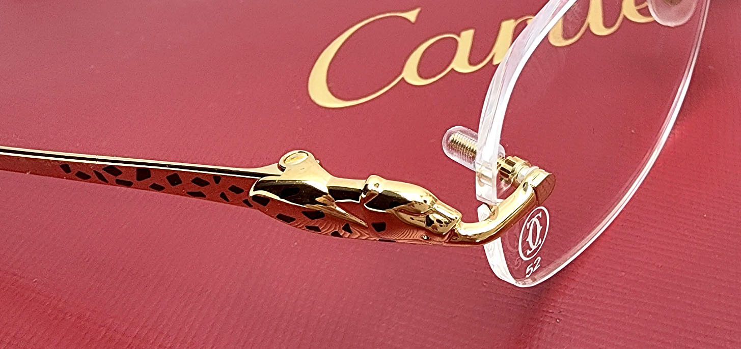 Cartier NEW! Cartier Gold Panther Spotted Black Glasses | Grailed