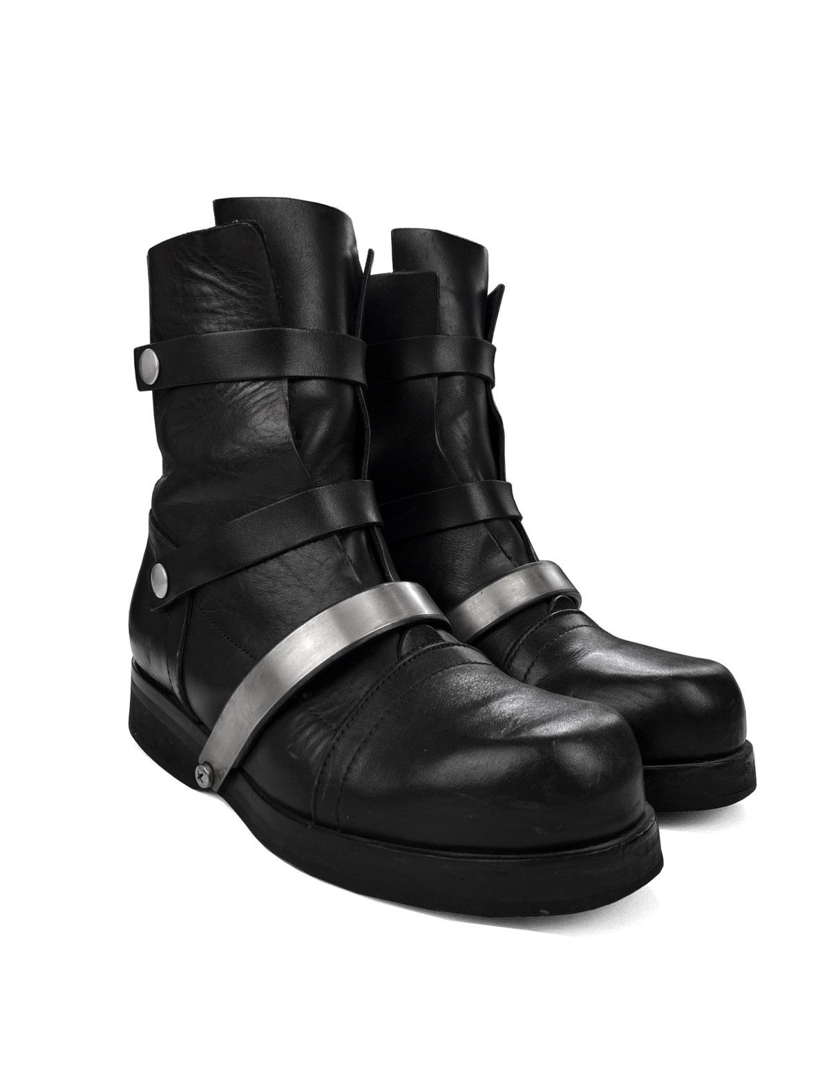 Dirk Bikkembergs AW97 Dirk Bikkembergs Black Leather Strapped Combat ...