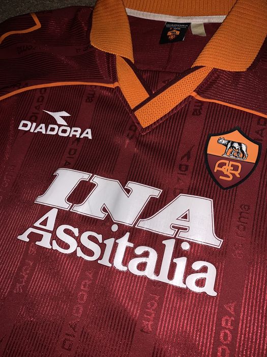 Diadora AS ROMA 1999/2000 L/S Long Sleeve Soccer Jersey Kit XL | Grailed