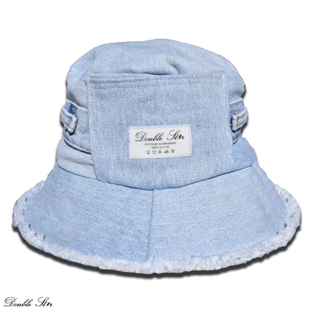 Custom × Wrangler Upcycled Wrangler Light Blue Bucket Hat by DoubleStar ...