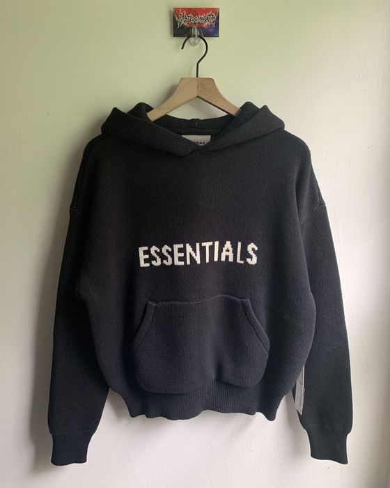 Fear of God Fear Of God Essentials Knit Hoodie Black | Grailed