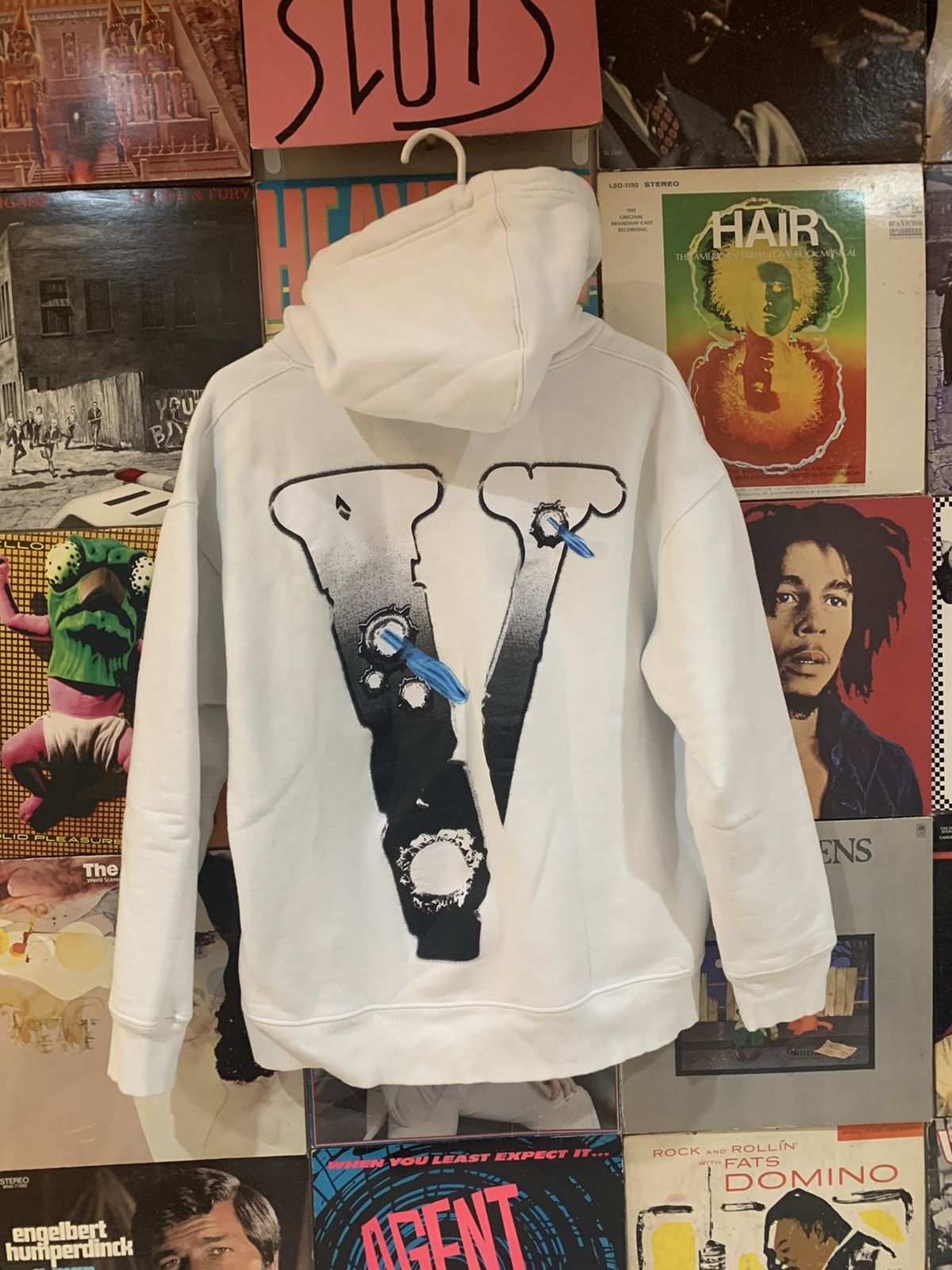 Vlone Vlone Pop Smoke Hawk Em White Hoodie (first release) | Grailed