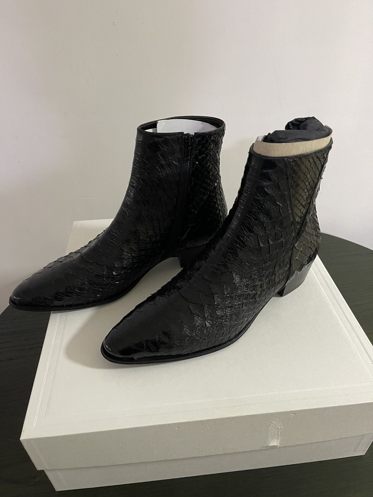 Hedi Slimane Celine zipped snake boa python leather boot 41 8.5 hedi ...