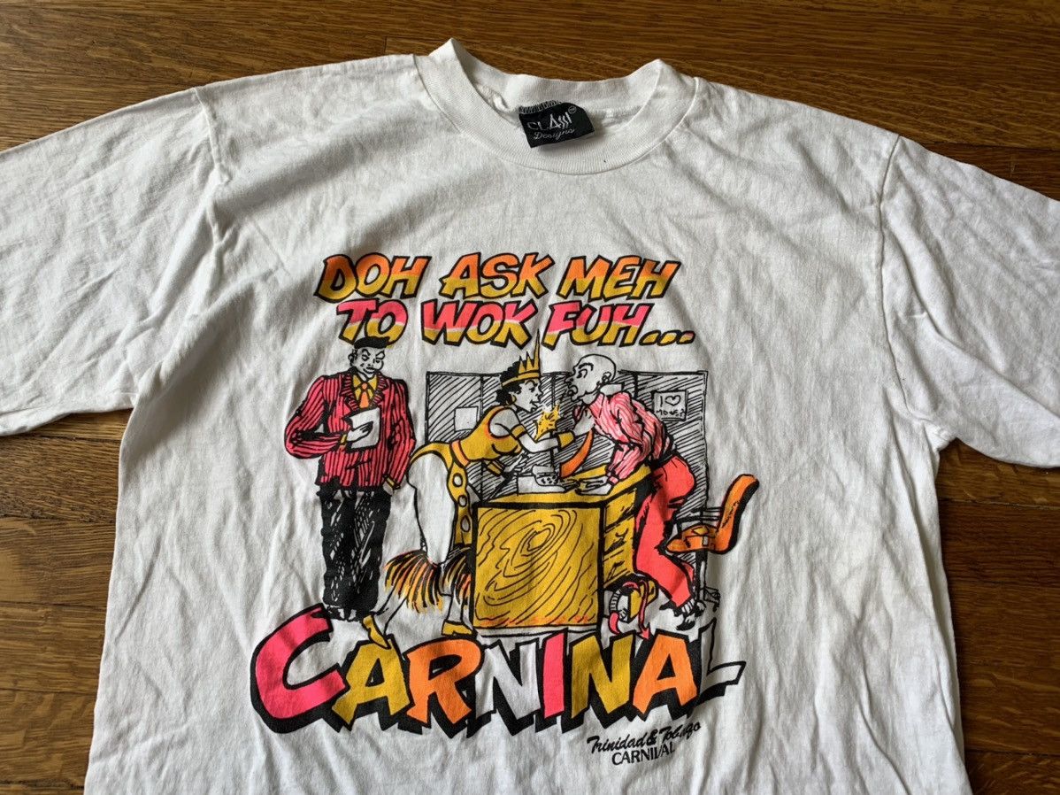 Vintage 90s Vintage Carnival Patois Trini Joke White Graphic Tee | Grailed
