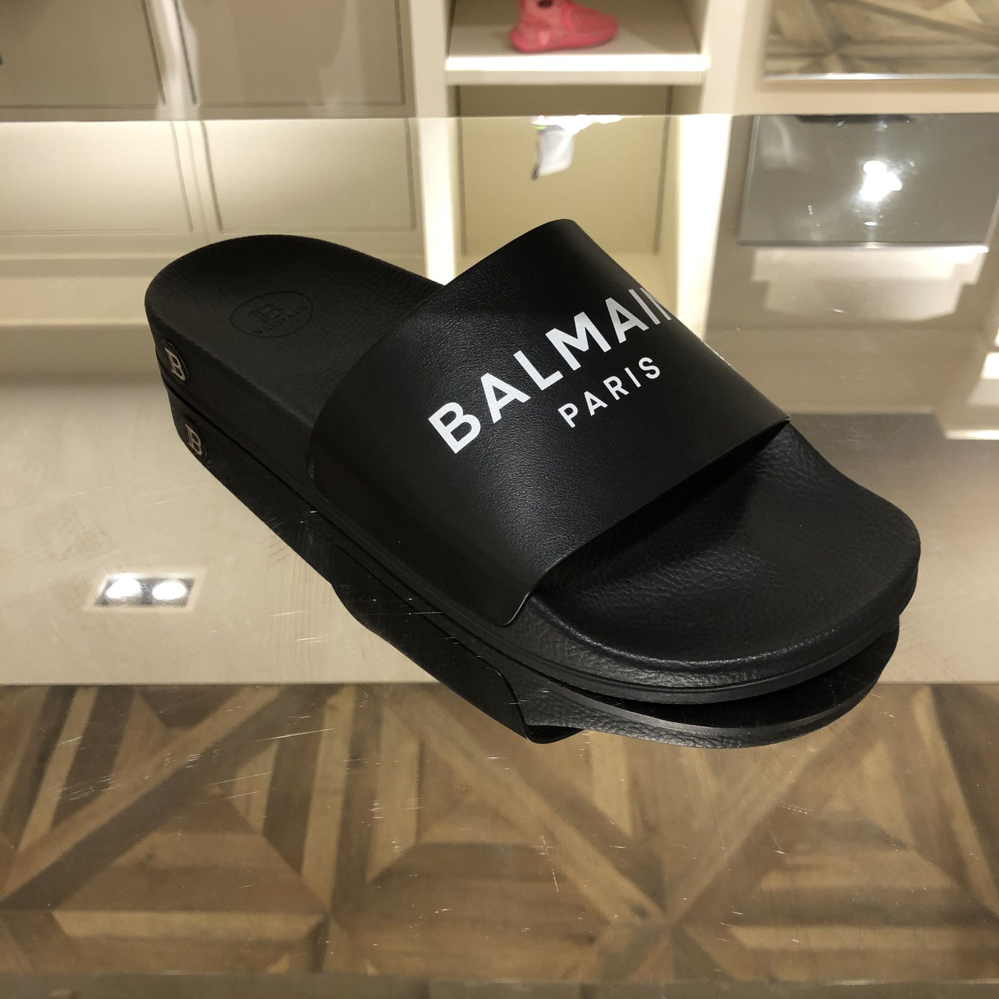 Balmain Balmain Logo Slide Sandles in Black Color | Grailed