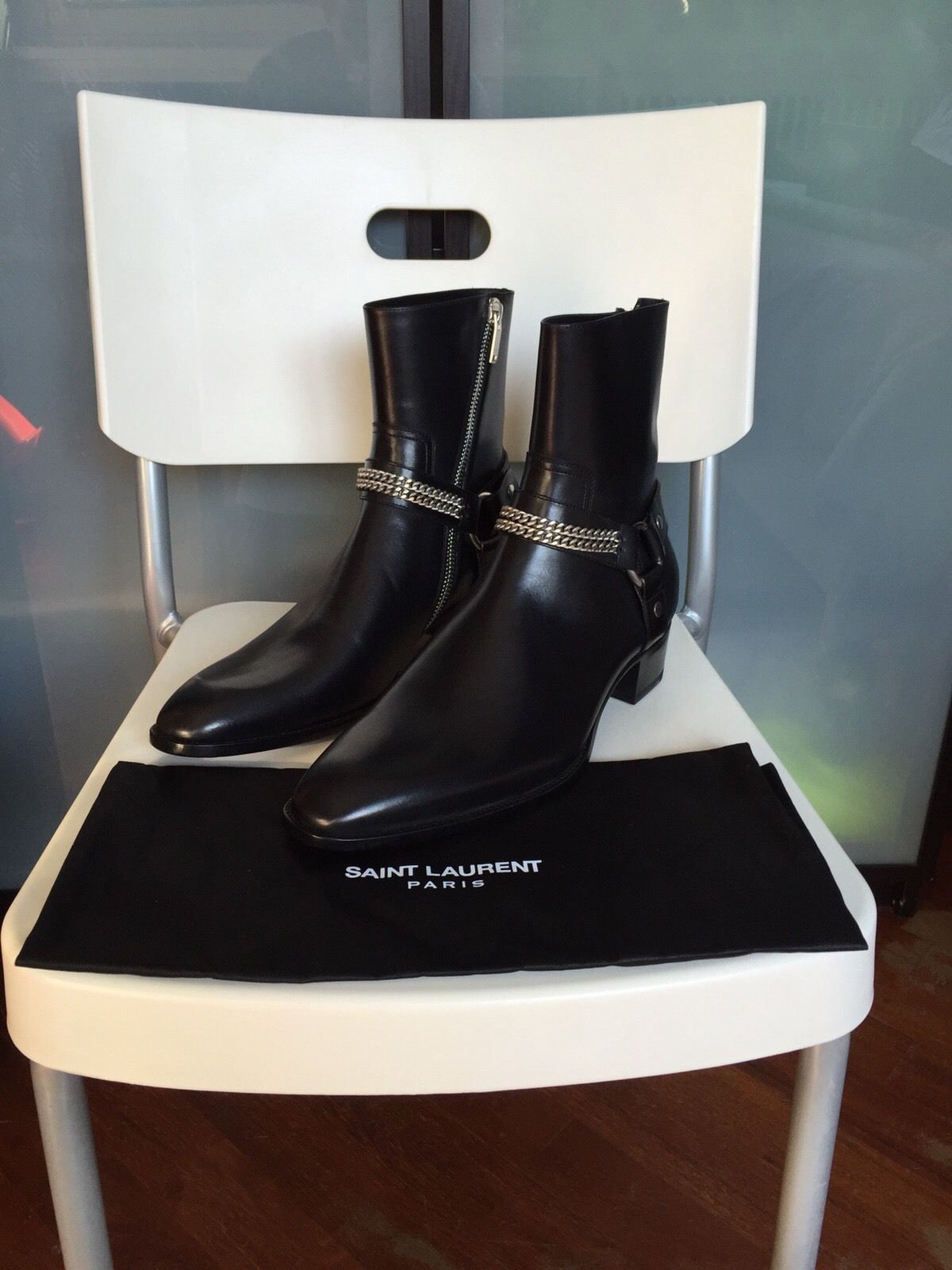 Saint Laurent Paris SLP Wyatt Harness Chain Boot | Grailed