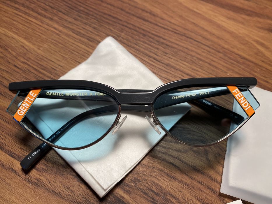 Fendi Blue Tinted Lens Orange Fendi Logo Sunglasses Grailed