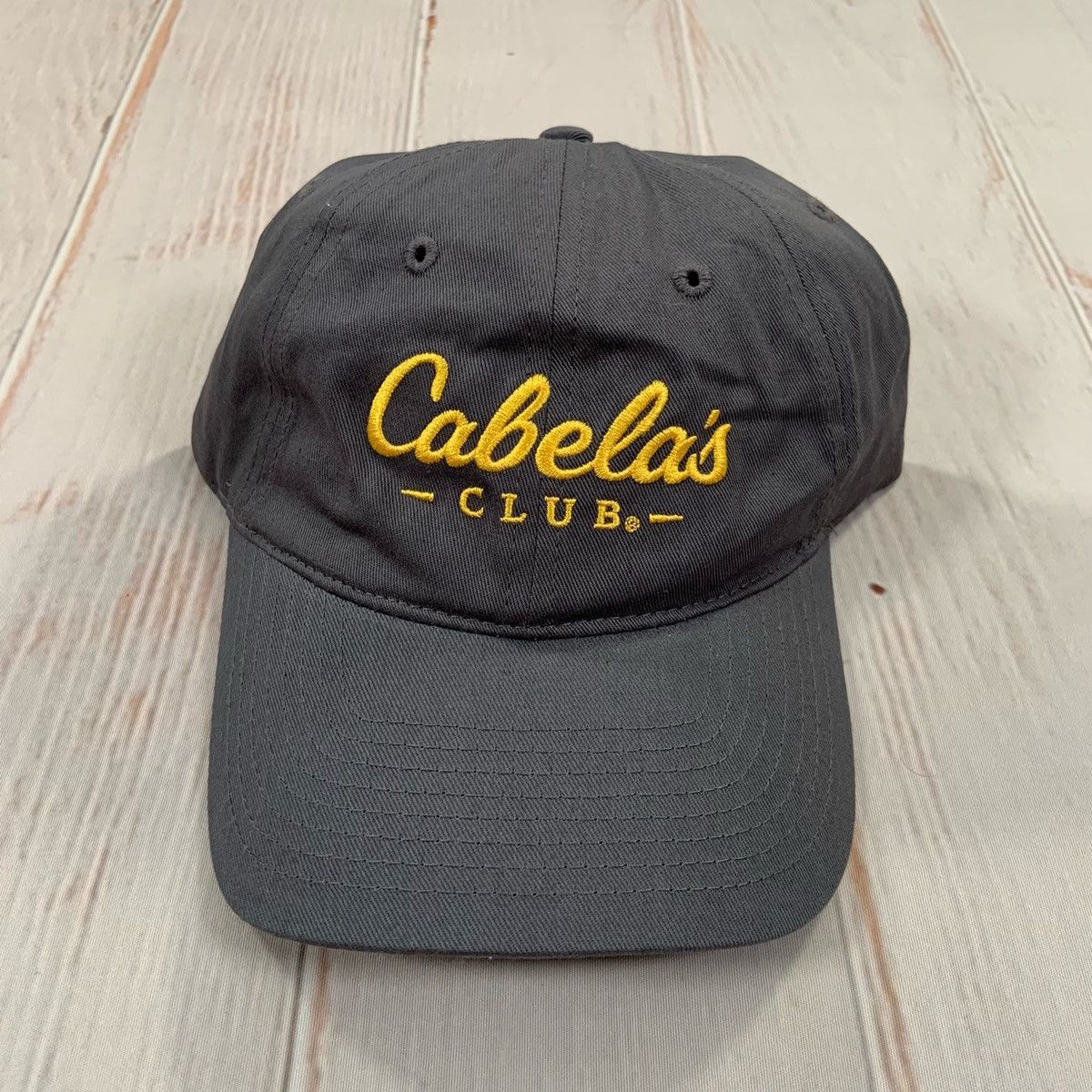 Cabelas Vintage Cabela's Club Gray Yellow Adjustable Strapback Hat ...