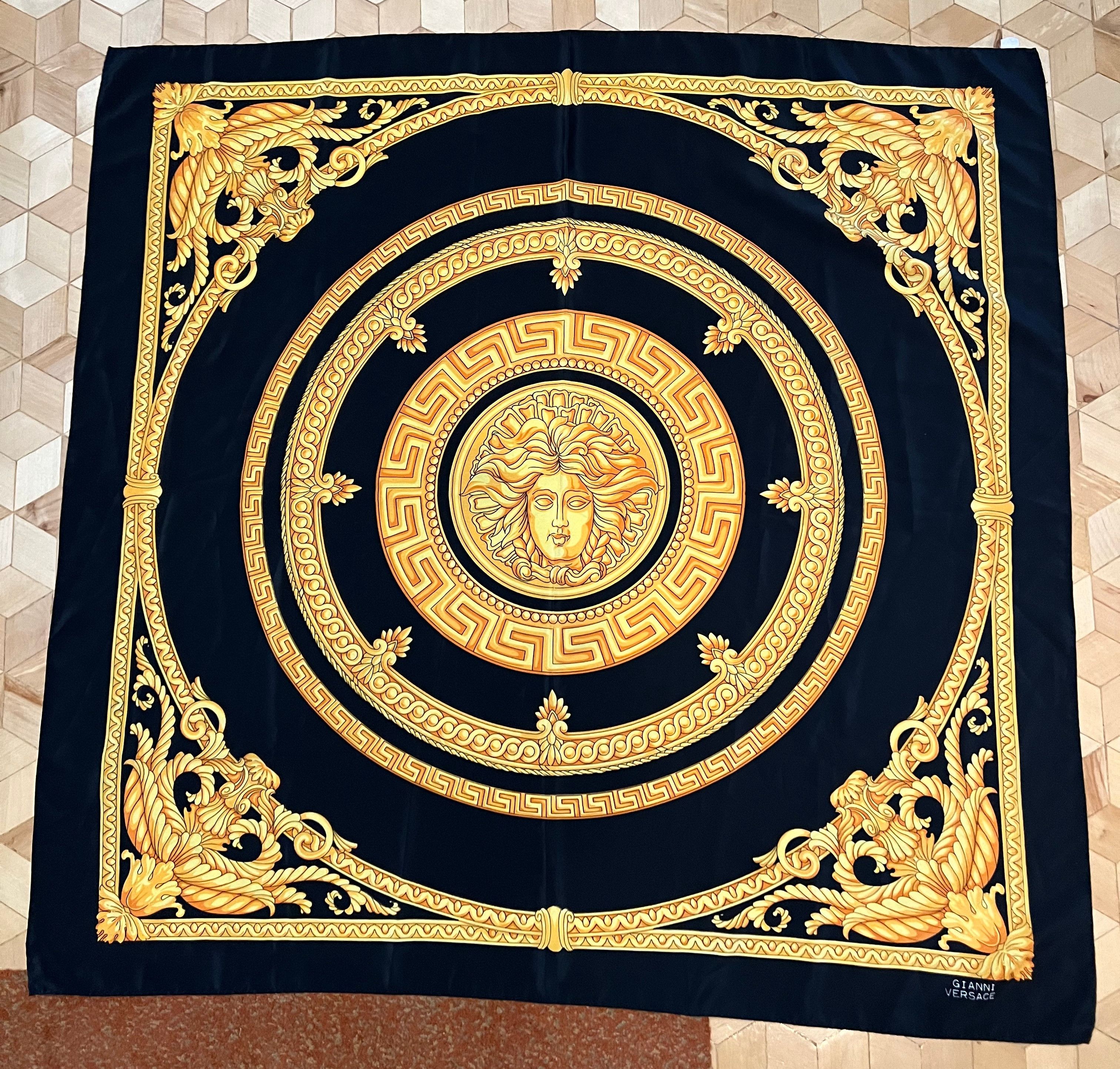Versace × Vintage Vintage Gianni Versace Shawl Scarf Medusa Logo Gold ...