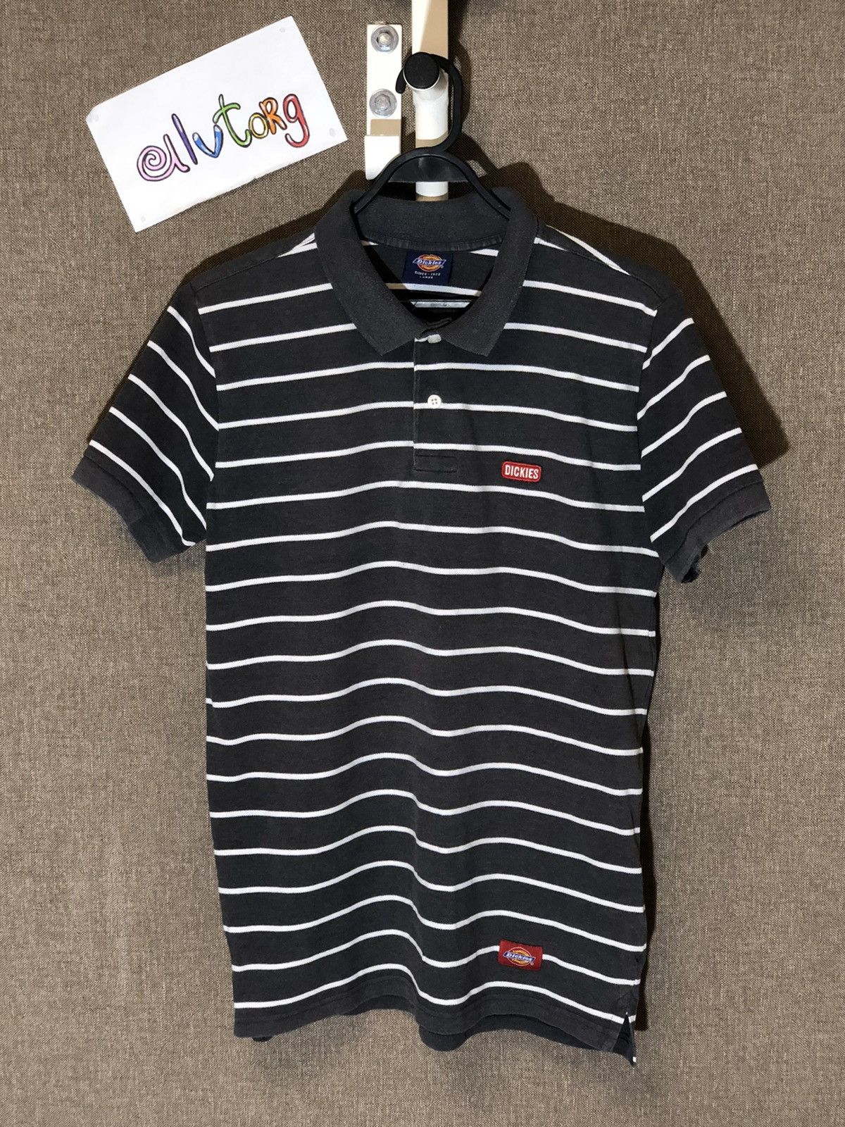 Dickies × Vintage Dickies Vintage Embroidered Logo Striped Polo Shirt ...