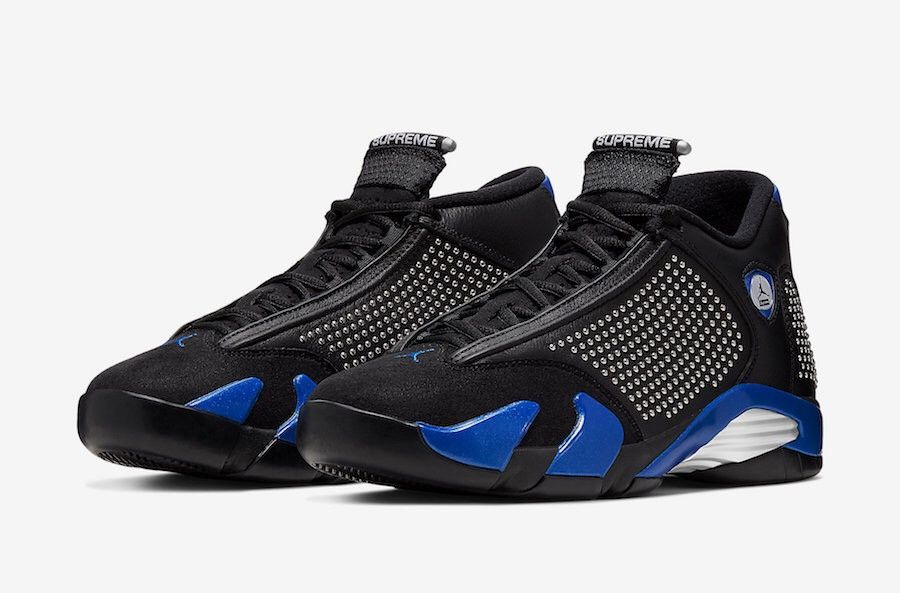 Supreme Jordan 14 retro supreme black royal blue chrome | Grailed