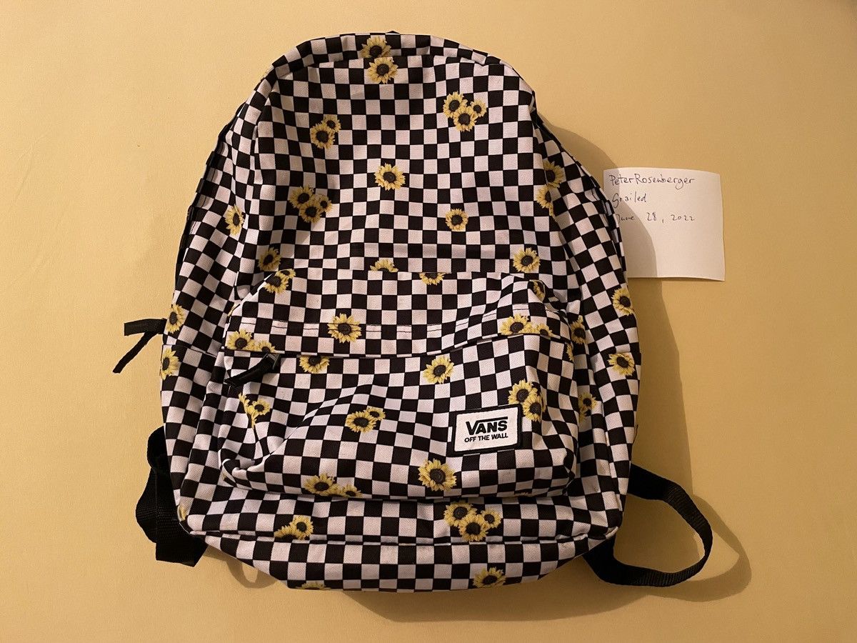 Streetwear × Vans Rare Vans Checkerboard Backpack with Sunflower ...