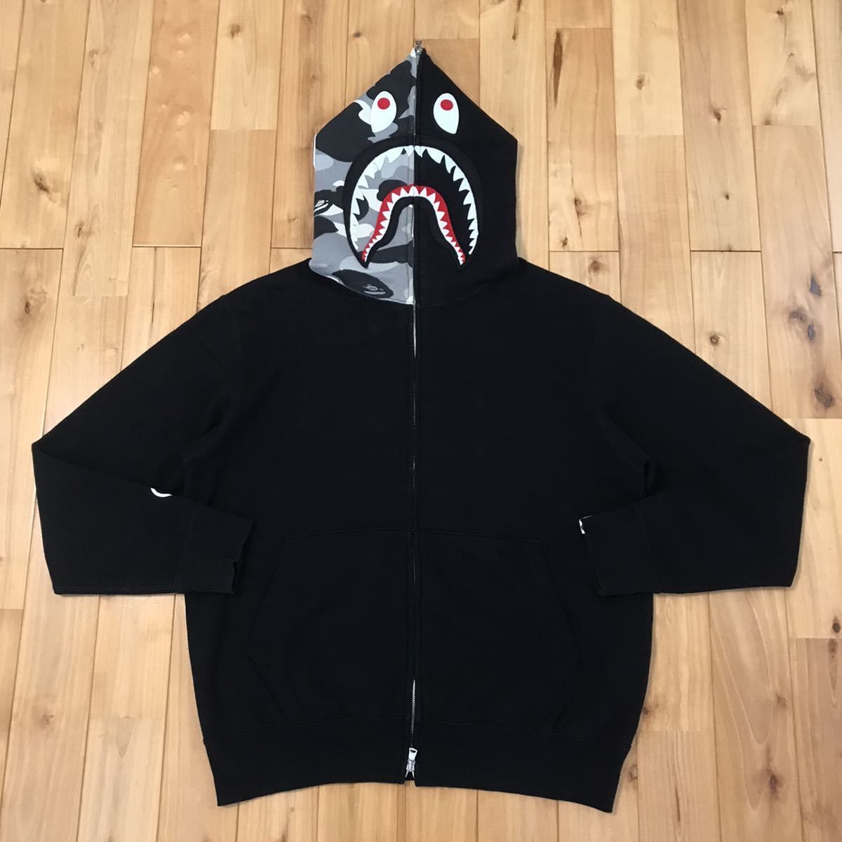 Bape 🔥NFS limited🔥 BAPE camo Shark full zip hoodie Black | Grailed