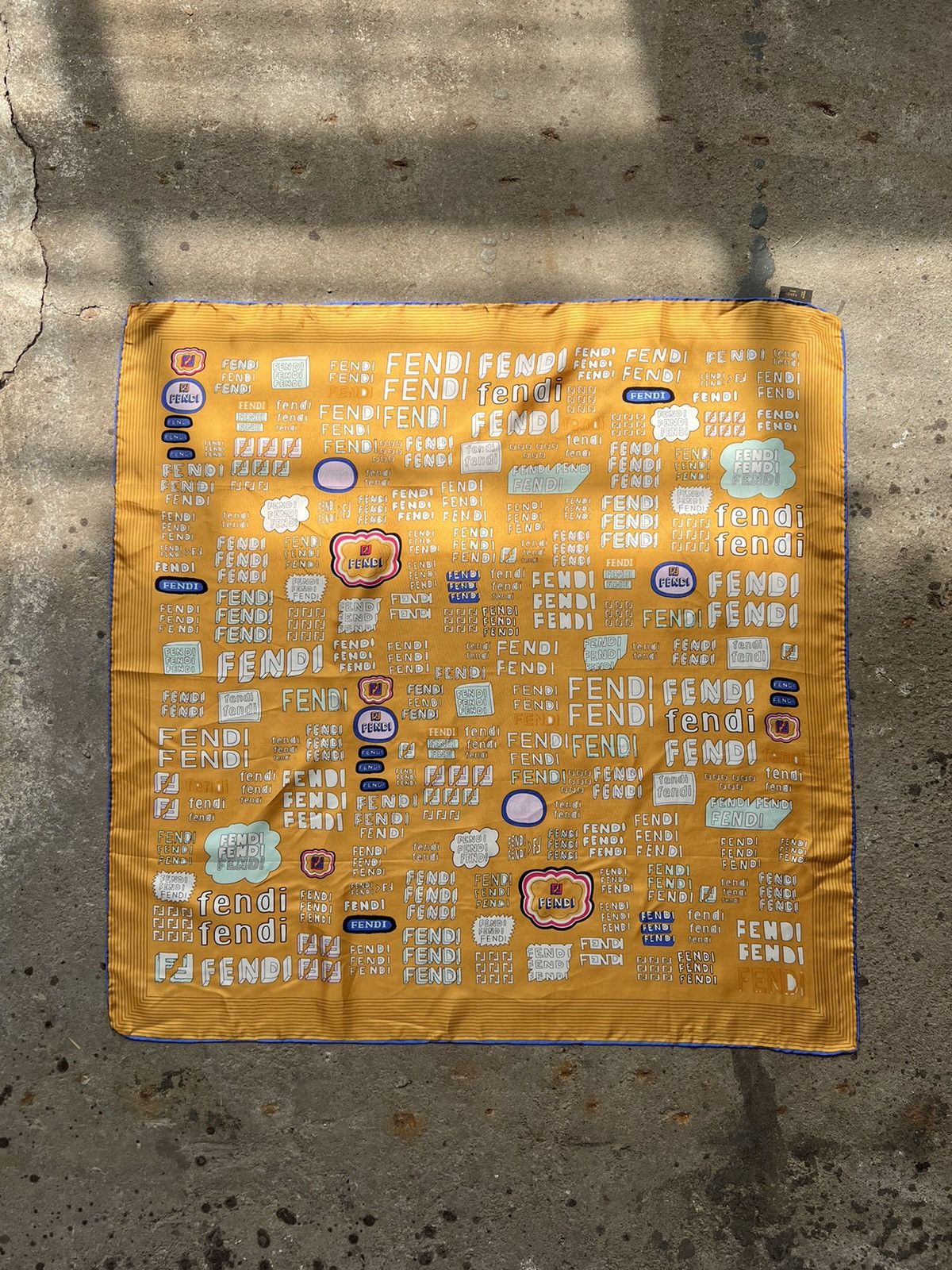 Very Rare Fendi Cartoon Multi Spell Out Silk Scarf | Grailed