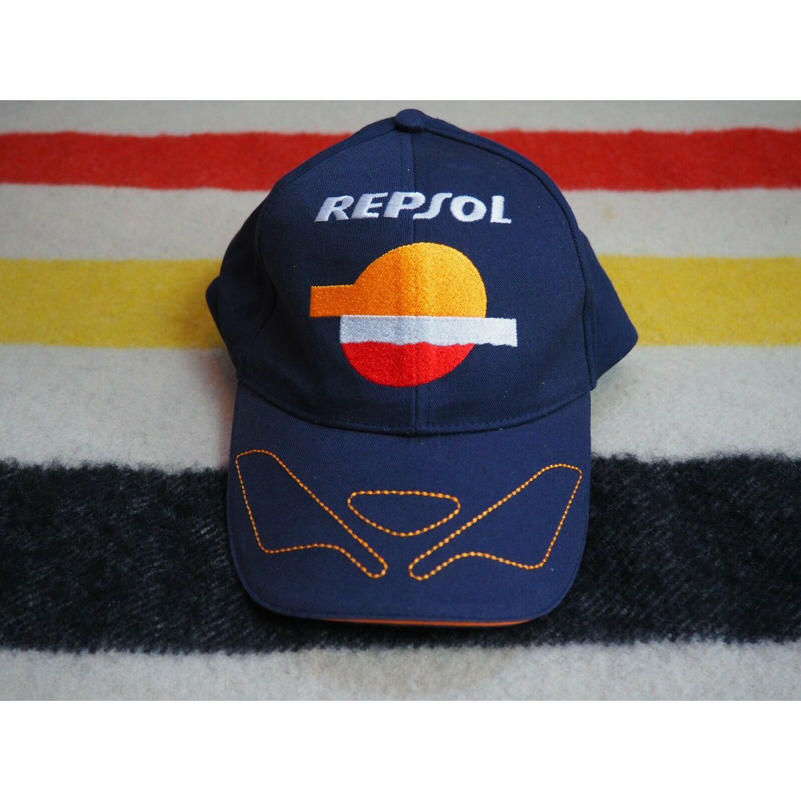 Vintage DARING Repsol Navy Blue Logo Moto MX F1 Racing Strapback Hat ...