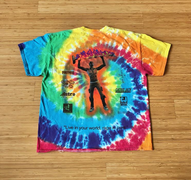 Travis Scott Fortnite Guy Travis Scott rage emote tie dye tee shirt ...