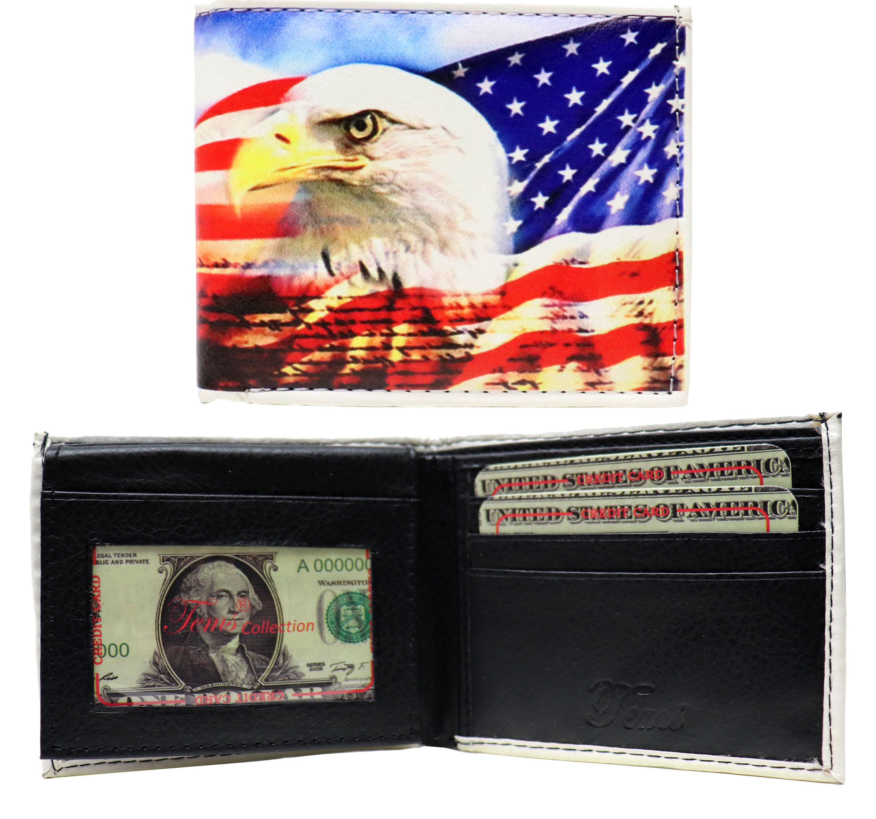 Other USA America Flag Bald Eagle Leather Bi-Fold Bifold Wallet | Grailed