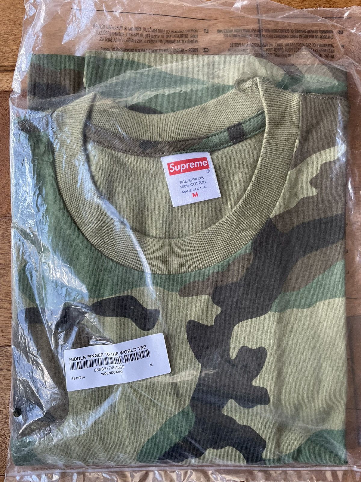 Supreme Supreme Middle Finger to the World Tee Woodland Camo Medium ...
