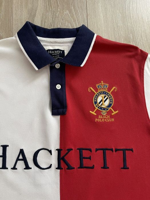 Hackett Mens Hackett London Beach Polo Shirt Club Red & White | Grailed