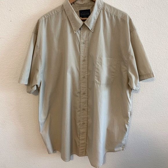 Vintage Basic Editions Tan Button Up Short Sleeve / 2X | Grailed