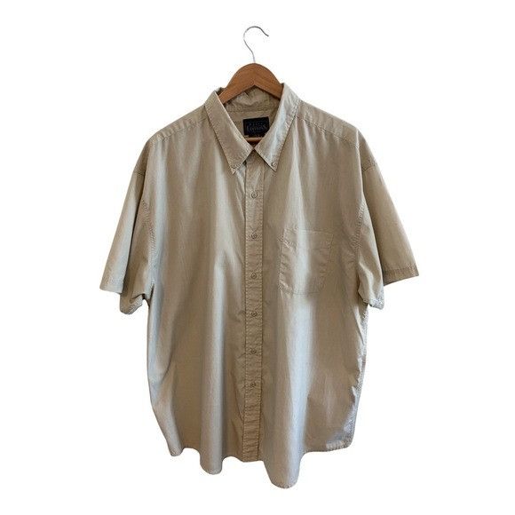 Vintage Basic Editions Tan Button Up Short Sleeve / 2X | Grailed