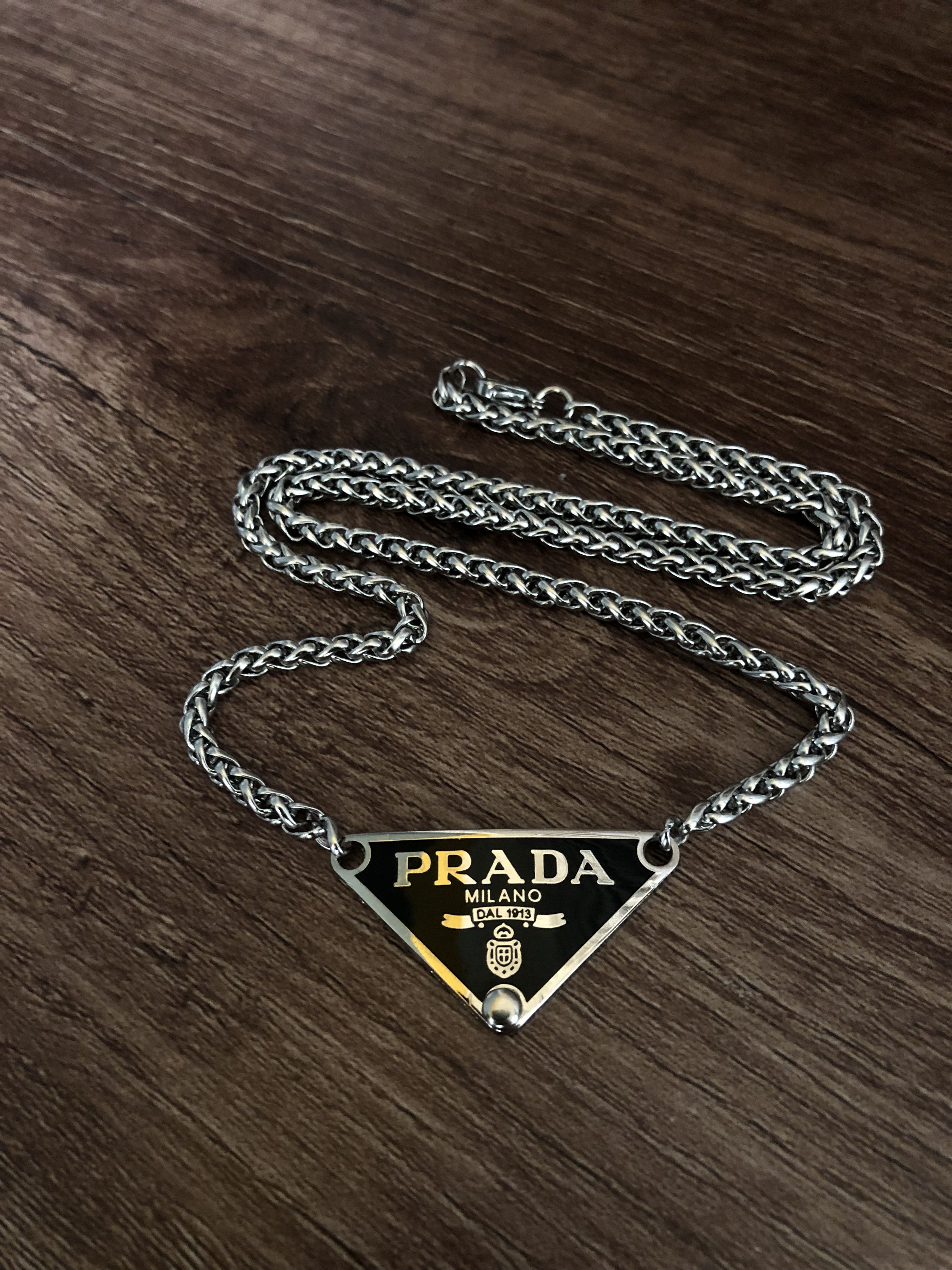 Prada 🔥Prada Milano triangle pendant on Necklace Chain | Grailed
