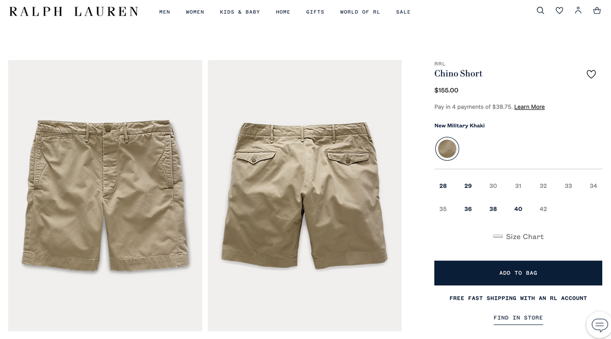 RRL Ralph Lauren RRL CHINO SHORT | Grailed
