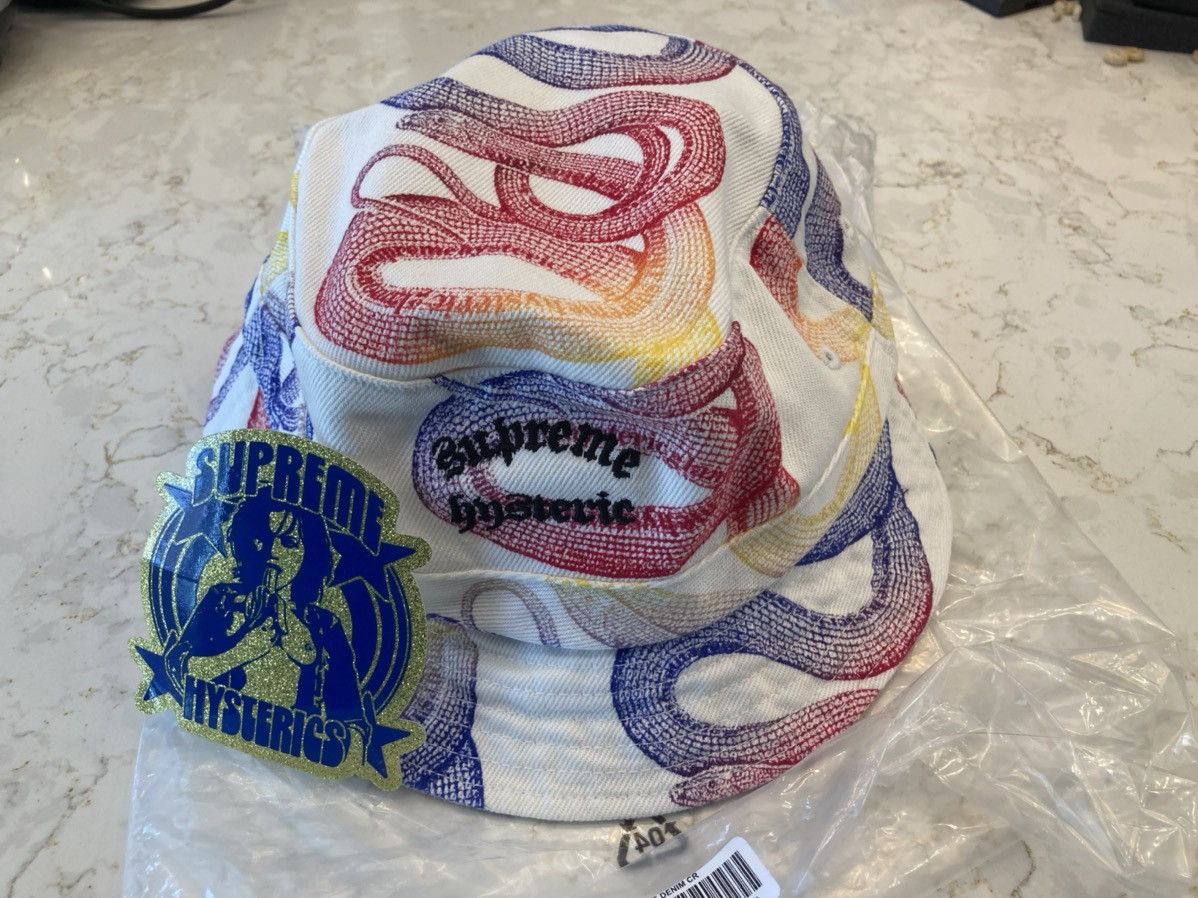 Hysteric Glamour × Supreme Snake Denim Crusher Hat (White) | Grailed