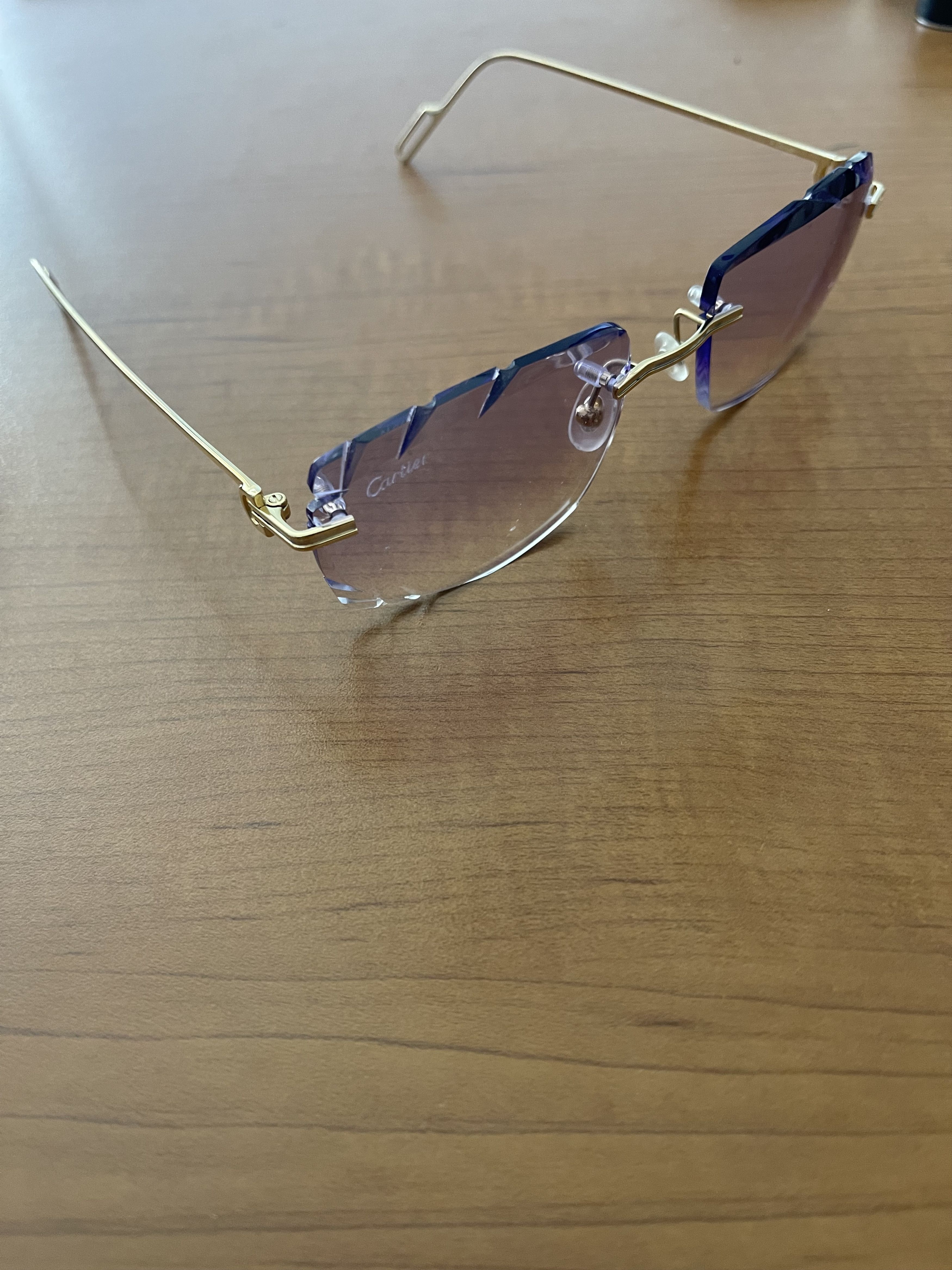 Cartier CARTIER SANTOS CUSTOM DIAMOND CUT PURPLE TINT SUNGLASSES | Grailed