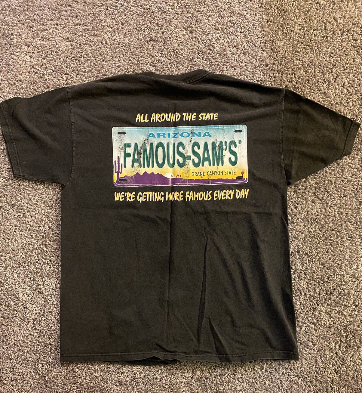 Vintage Vintage Hanes Famous Sams Tucson Arizona Black License Plate ...