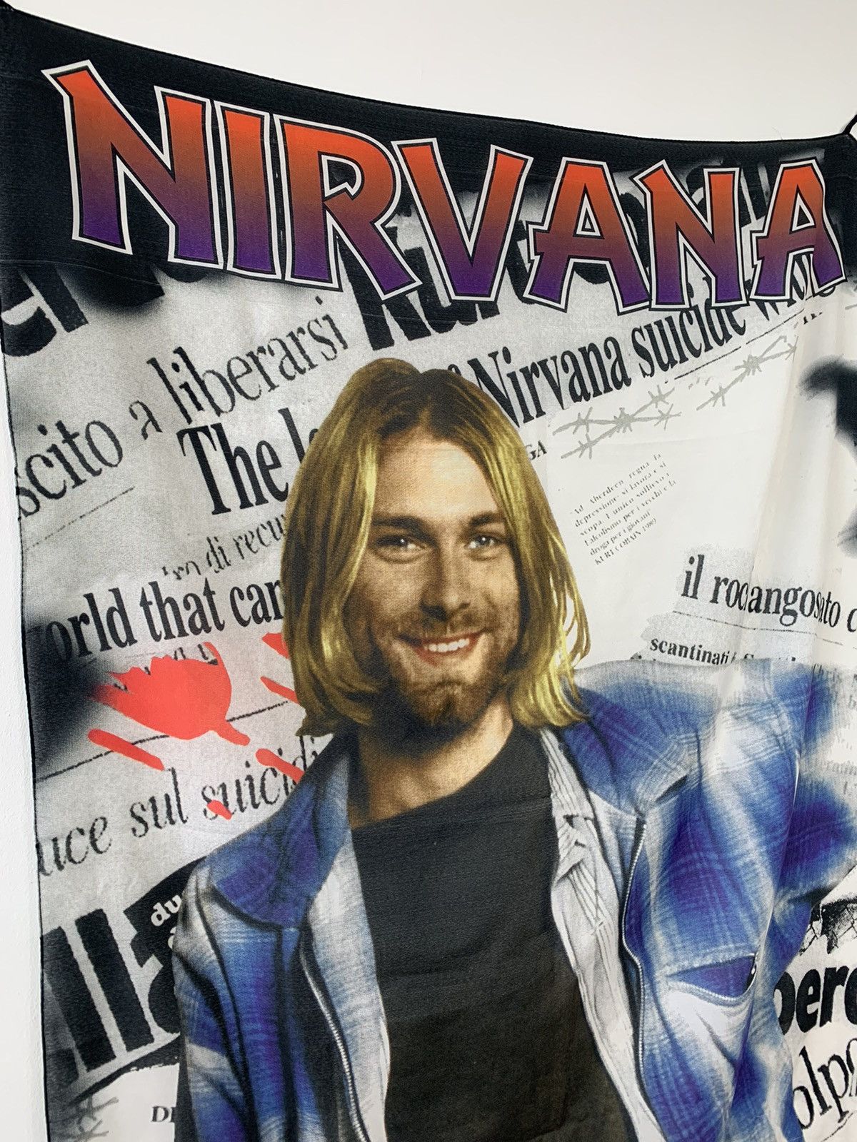 Kurt Cobain × Nirvana × Vintage Vintage Nirvana Kurt Cobain Flag Banner ...