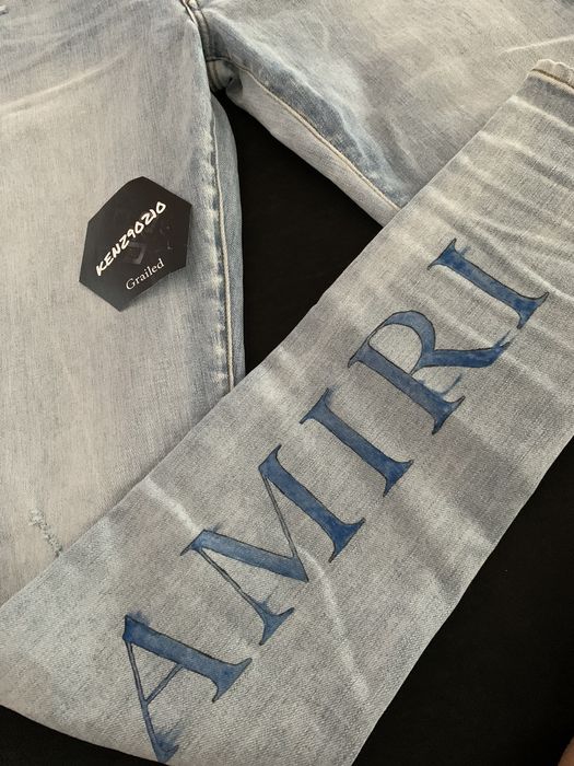 Amiri AMIRI Water Color Logo Denim Skinny Jeans | Grailed