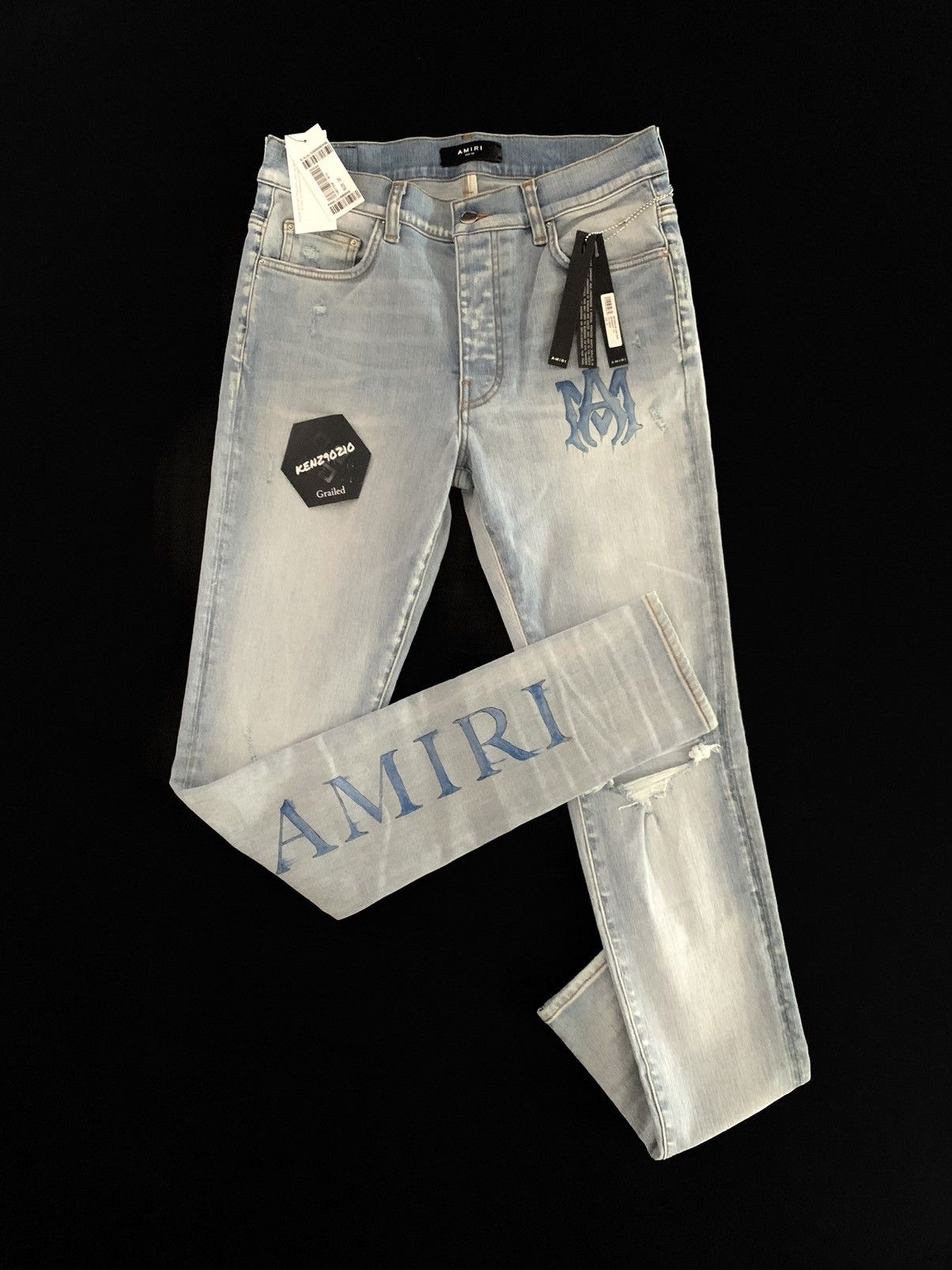 Amiri AMIRI Water Color Logo Denim Skinny Jeans | Grailed