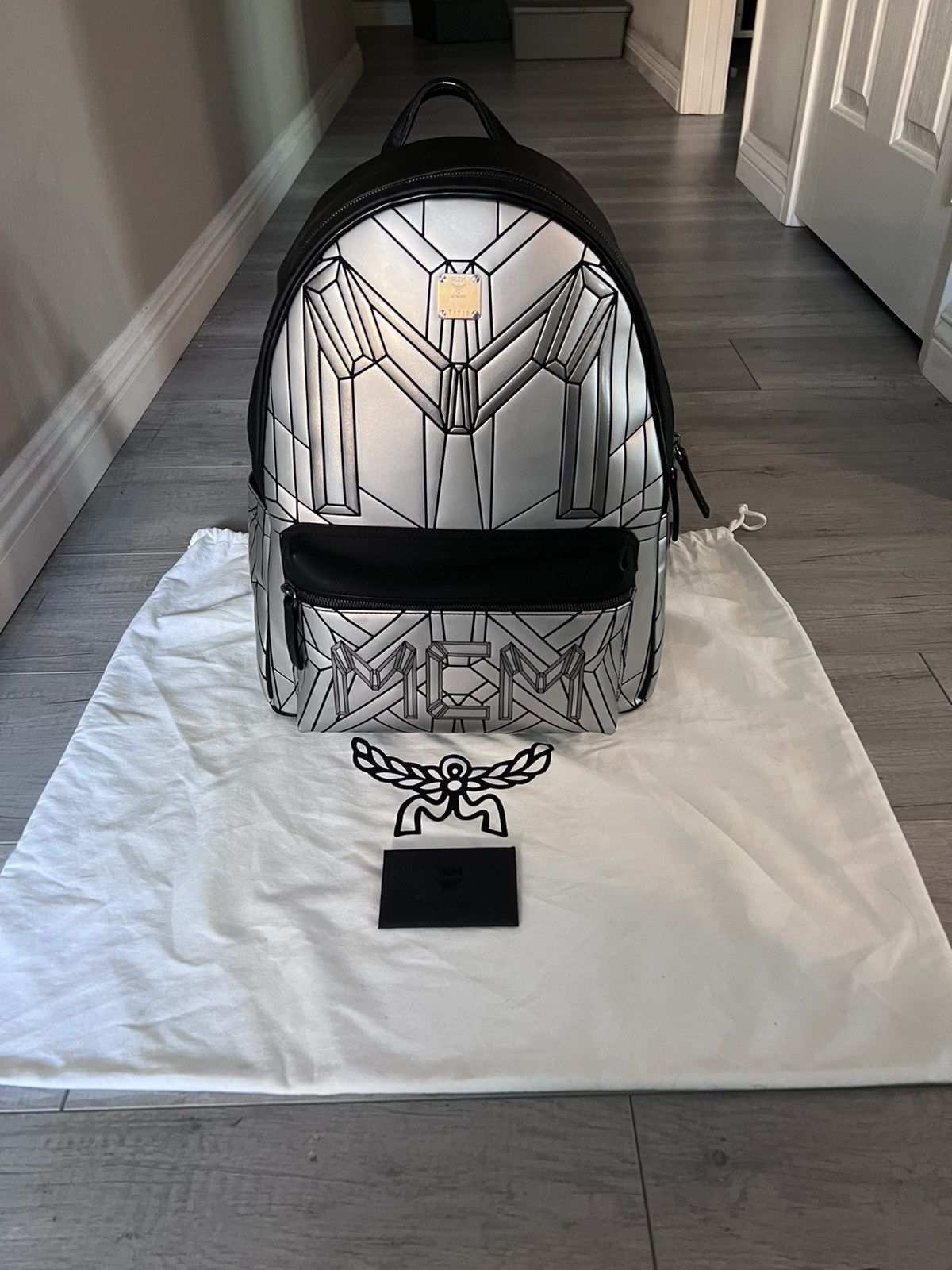MCM MCM Bionic Silver Medium Backpack | Grailed