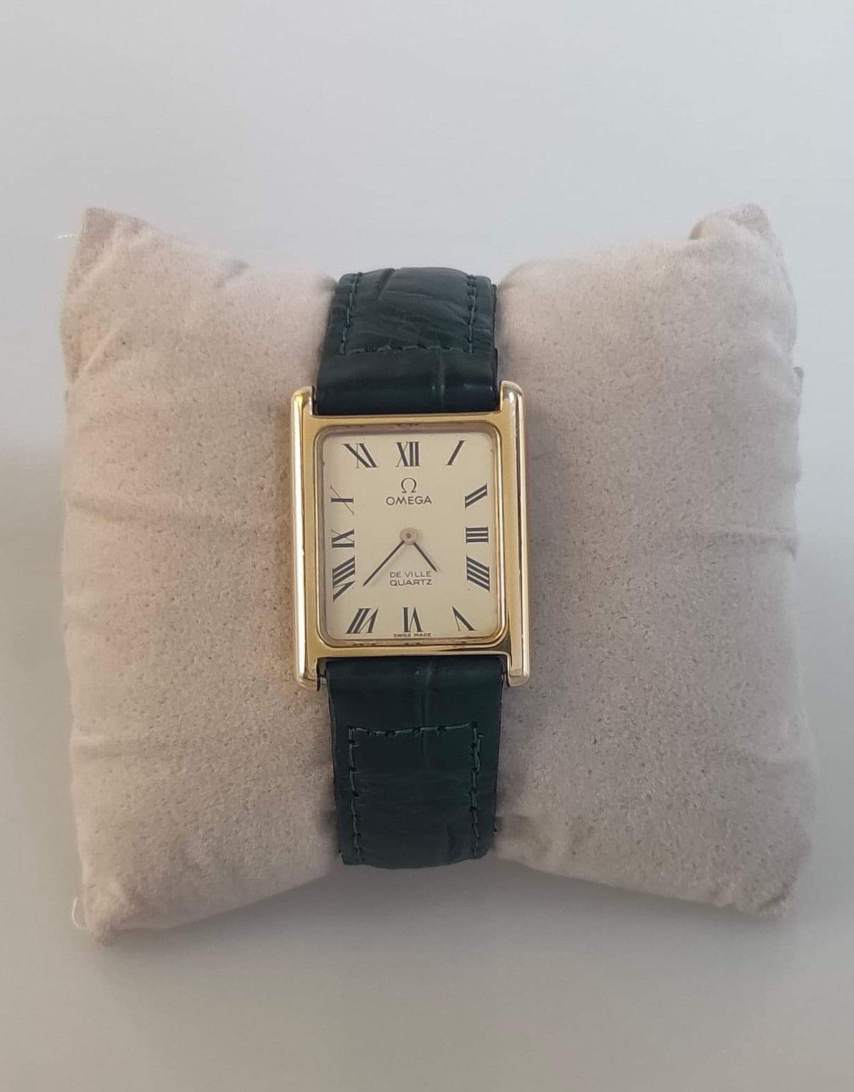 Omega × Vintage Vintage OMEGA De Ville TANK 20 Micron Quartz Watch ...