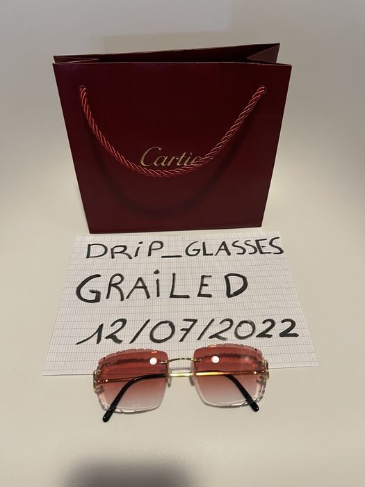 Cartier Cartier rimless Diamond cut Red sunglasses BIG C CT00920 | Grailed