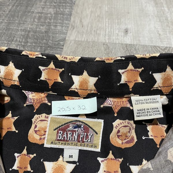 Vintage VTG Barn Fly Sheriff Badge Button Down Western Deputy Shirt ...