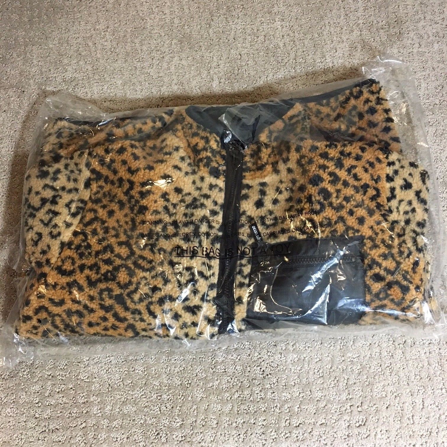 Supreme Supreme Black Leopard Fleece Jacket FW 2017 Bogo box logo | Grailed