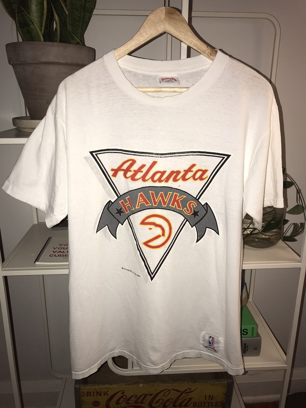 Vintage Vintage 80’s Distressed Atlanta Hawks Pac-Man Logo Tee Shirt ...
