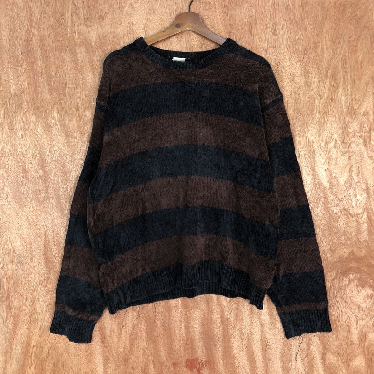 Homespun Knitwear Japan Stripe Brown Soft Fur Shag Shaggy Knitwear #745 ...