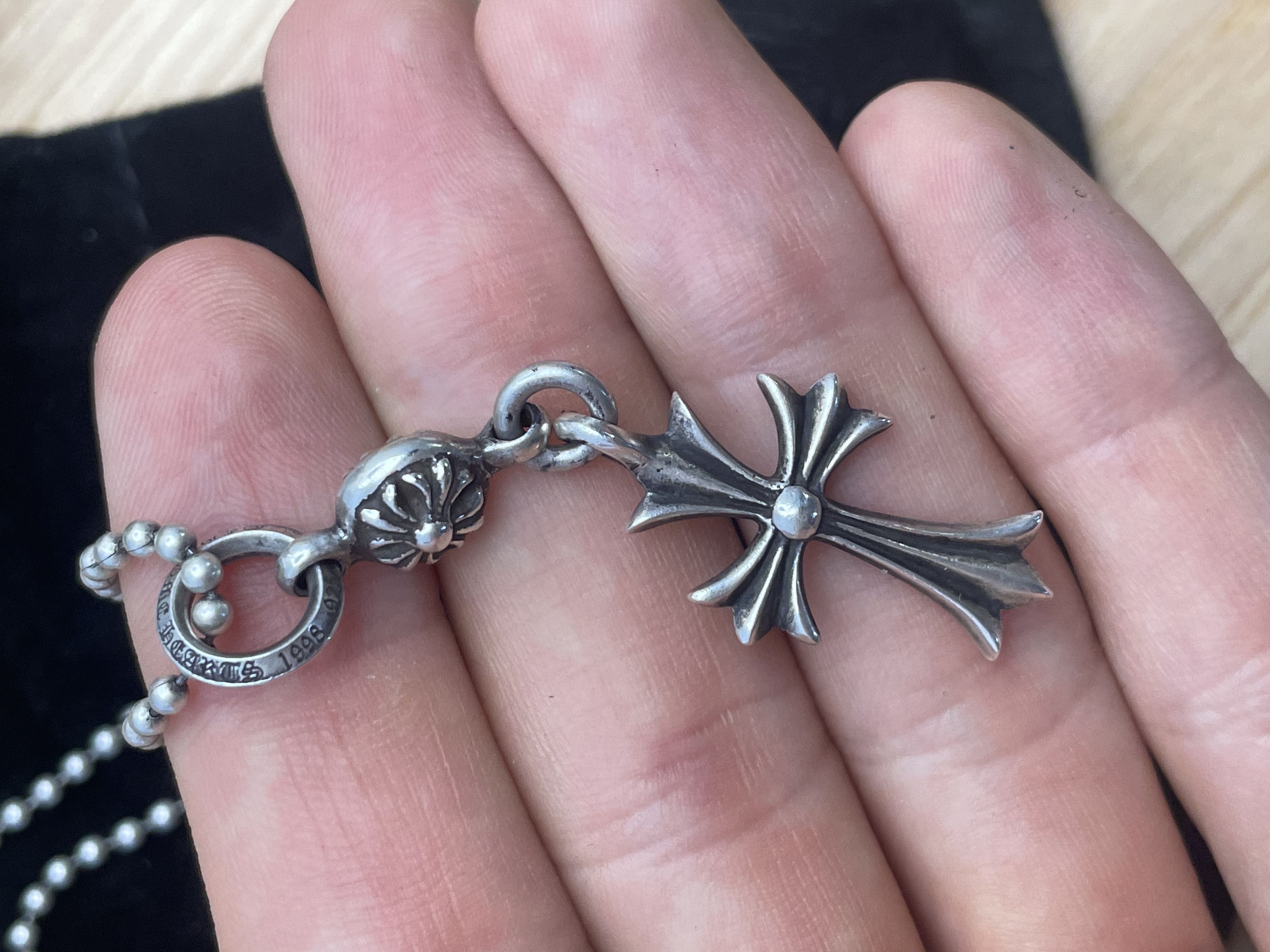 Chrome Hearts Chrome hearts signature cross pendant with ball chain ...