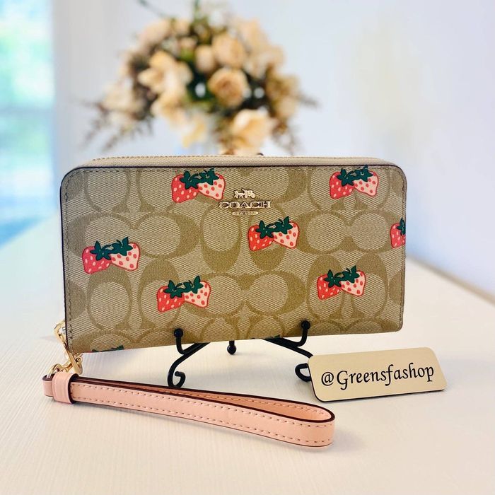 Coach Coach Long Zip Around Wallet Strawberry Print | Grailed