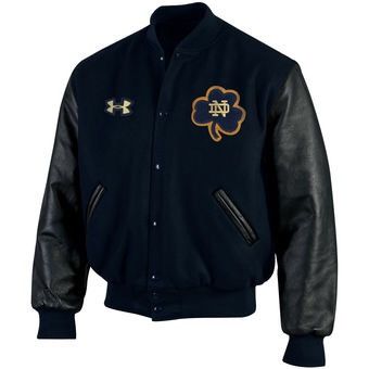 Under Armour Notre Dame Varsity Wool/Leather Jacket | Grailed